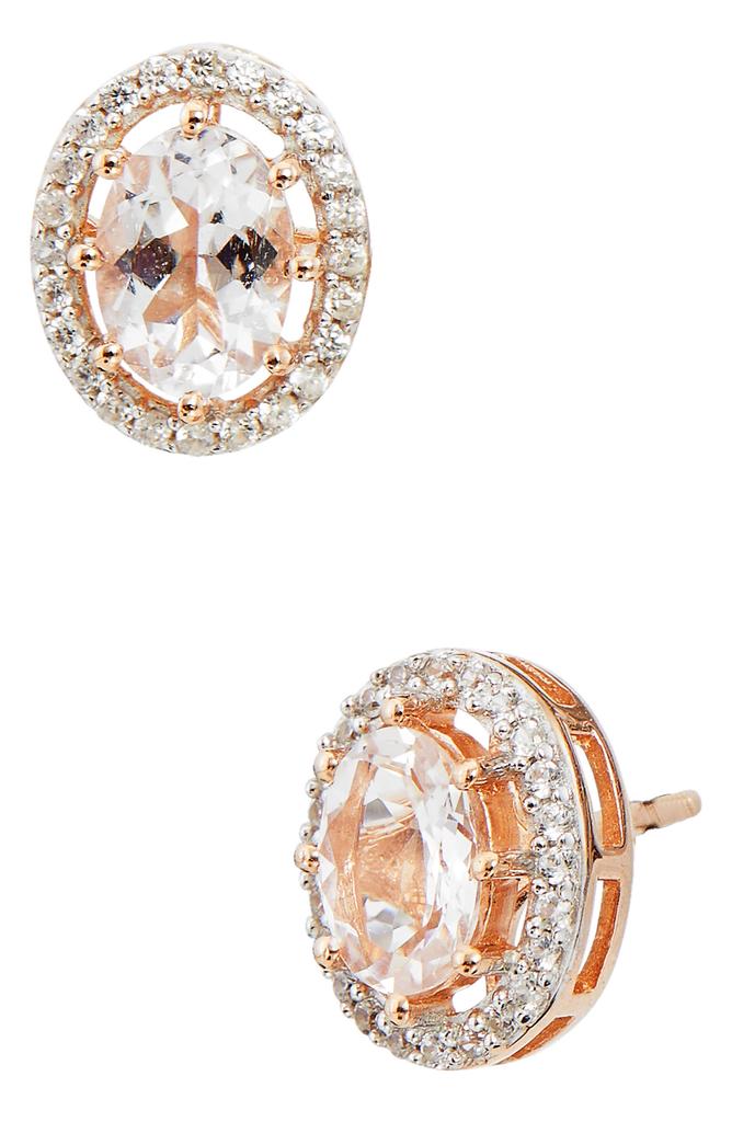 Savvy Cie Jewels Women s Morganite CZ Stud Earrings Metallic