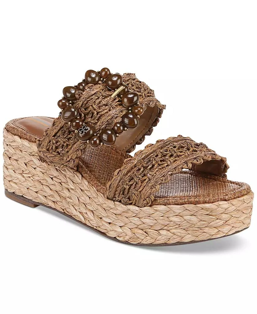 Sam Edelman Cadance Double Strap Raffia Wedge Platform Sandals - Shoes ...