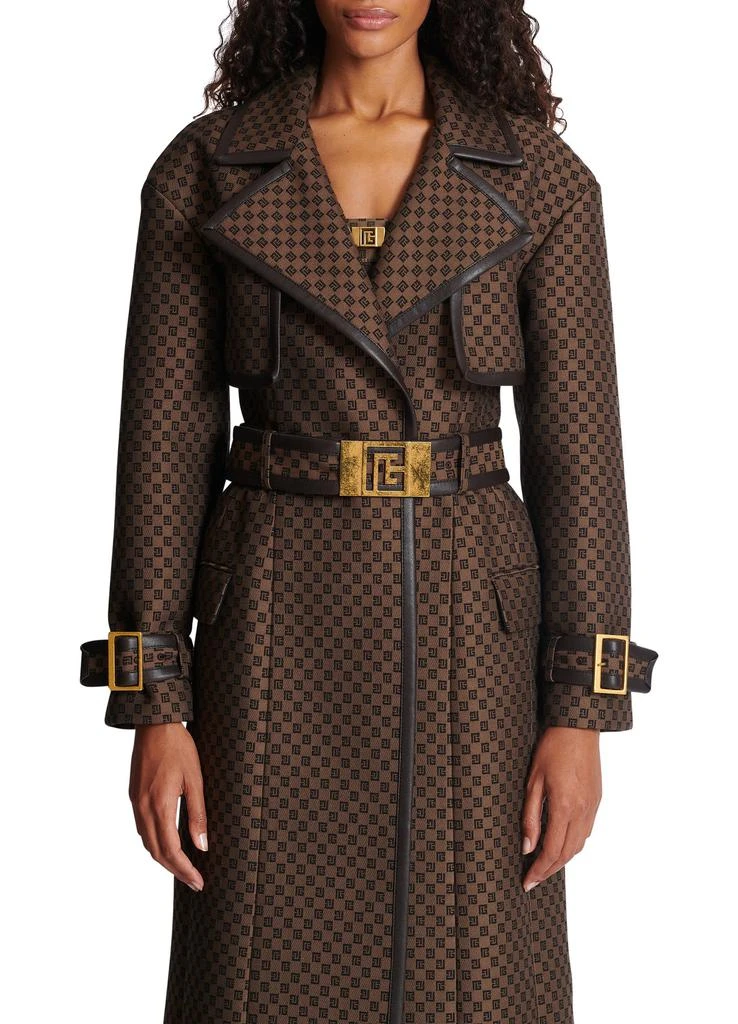 BALMAIN Mini monogram jacquard trench coat - Coats - Free Shipping ...
