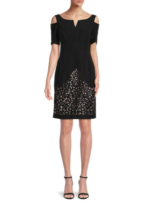 Focus by Shani Laser Cut Cold Shoulder Dress - Dresses & Skirts - Free ...