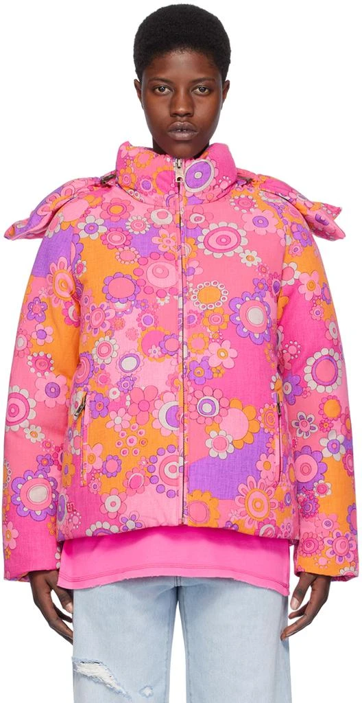 ERL Pink Floral Down Jacket - Coats - Free Shipping - BeyondStyle