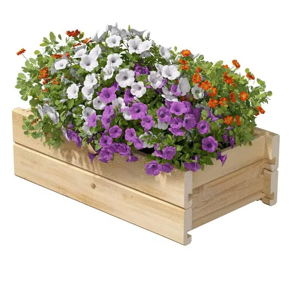 QuikFurn Natural Unfinished Cedar Wood Planter Box 21-inch x 11-inch ...