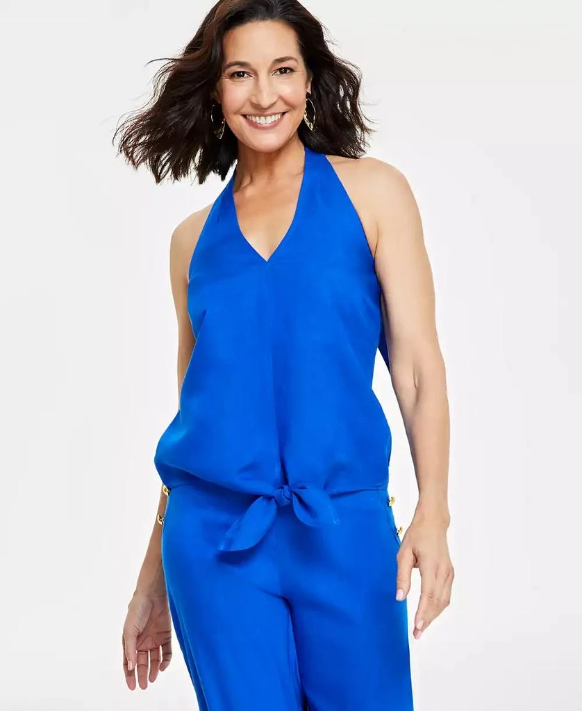 I.N.C. International Concepts Women's Tie-Front Halter Blouse, Created ...