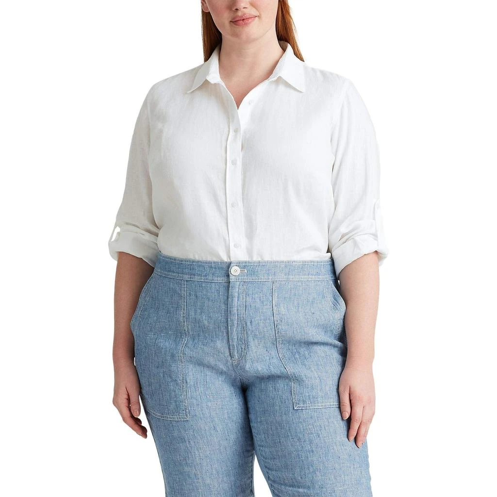 Ralph Lauren Plus Size Linen Shirt - Shirts - Free Shipping - BeyondStyle