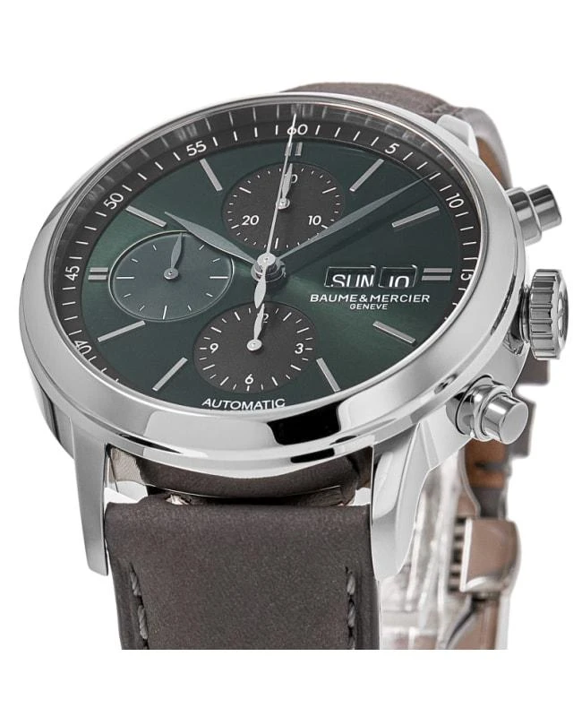 Shop Baume & Mercier Classima Automatic Chronograph Green Dial Brown ...