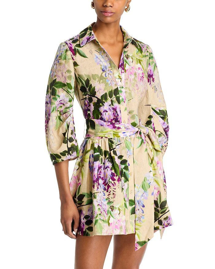 Cara Cara Raya Floral Print Linen Mini Dress - Dresses & Skirts - Free ...