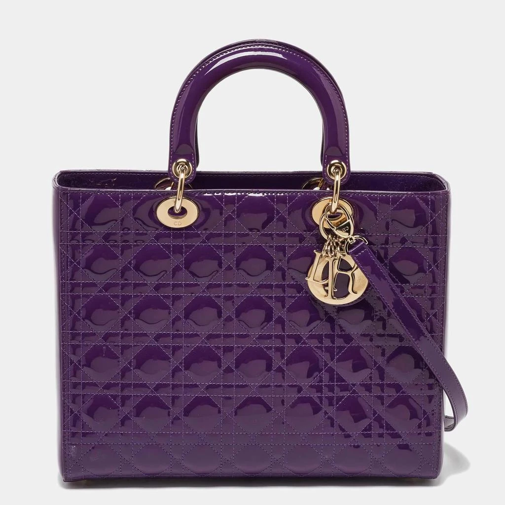 Dior Dior Purple Cannage Quilted Patent Leather Large Lady Dior Tote ...