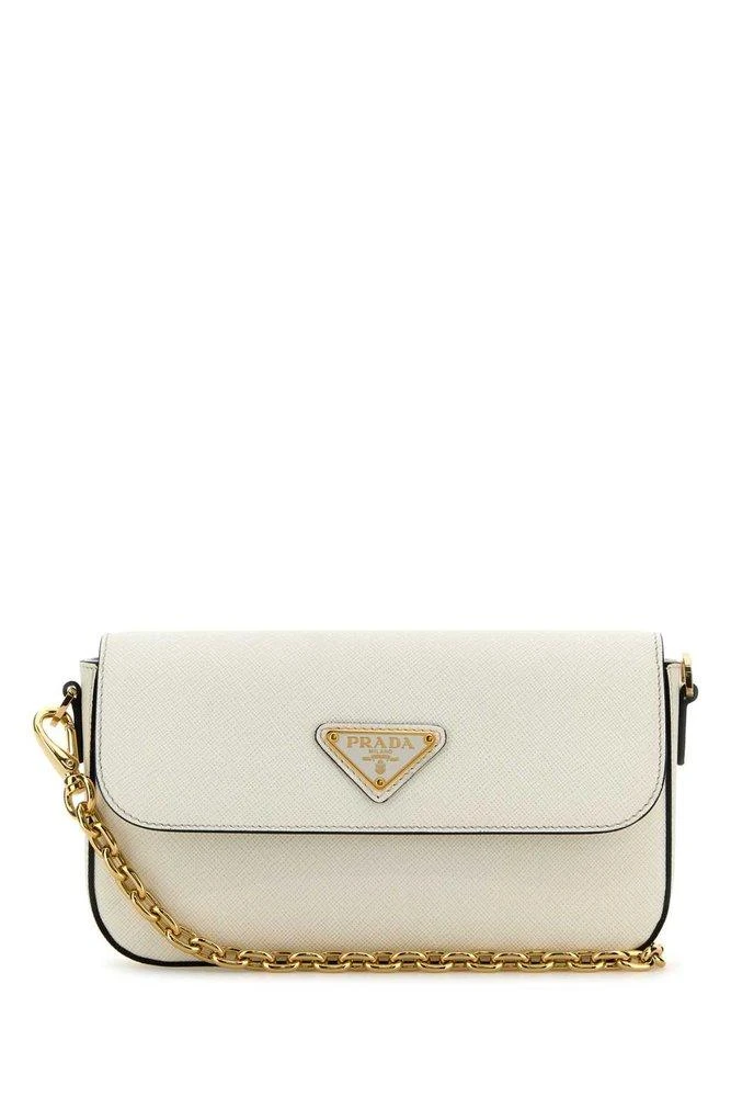 Prada Prada Logo Plaque Chain Linked Crossbody Bag - Crossbody Bags ...