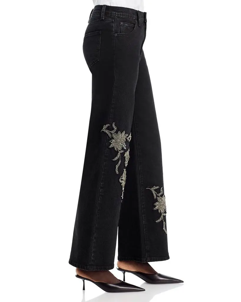 Lyla Beaded Floral Wide Leg Jeans in Black – On Sale Now with Up to 50% ...