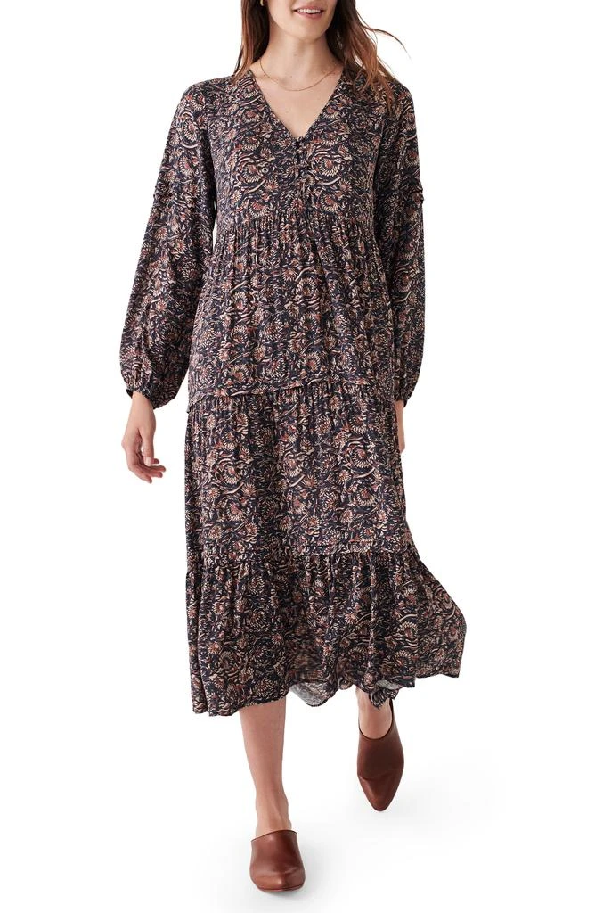 Faherty Isabella Floral Block Long Sleeve Midi Dress - Dresses & Skirts ...