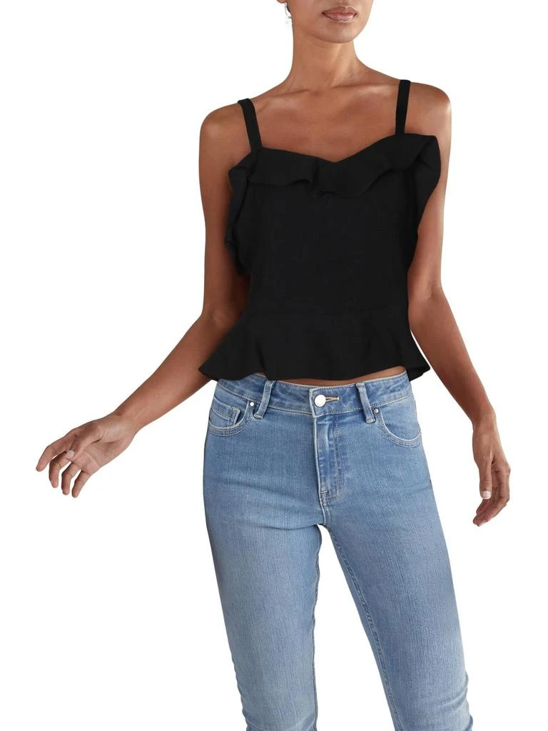 LUCY PARIS Ava Womens Ruffled Ribbed Crop Top - Women's Blouses - Free ...