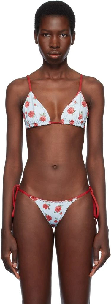 Frankies Bikinis Blue & Red Lumia Floral Triangle Bikini Top - Swimwear - Save Extra 10% OFF ...
