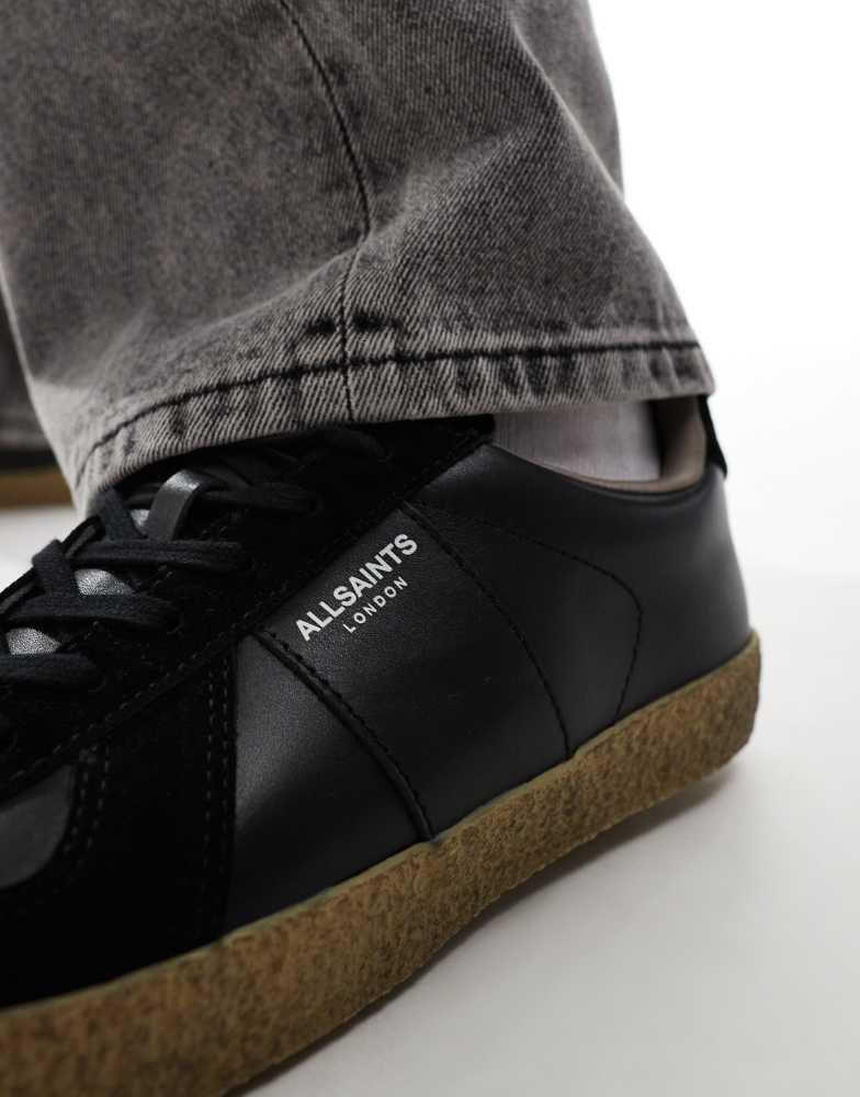 AllSaints jaimee leather low top sneakers in black – On Sale Now