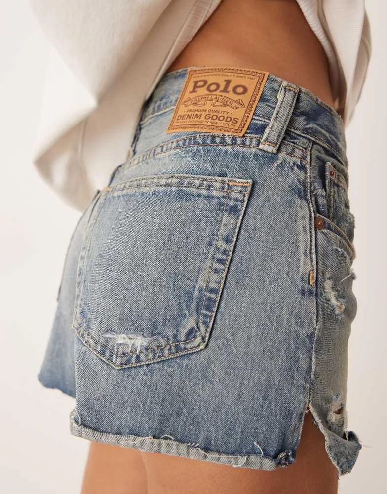 Ralph Lauren Polo Ralph Lauren ripped denim shorts in dark washed blue ...