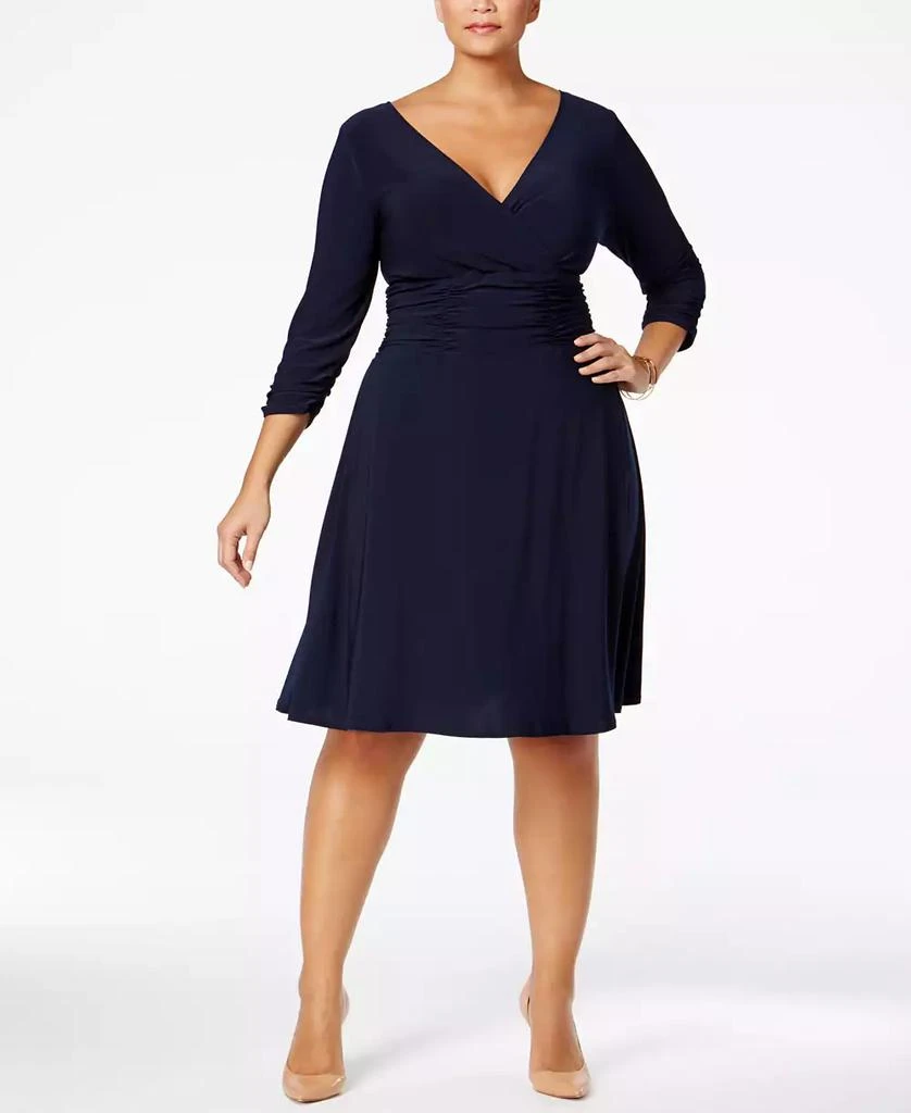 NY Collection Plus Size Ruched A-Line Dress - Free Shipping - BeyondStyle