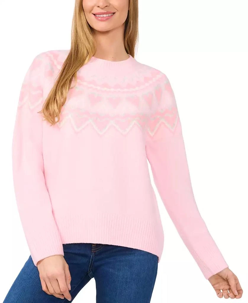 CeCe Women's Heart Fair Isle Crewneck Sweater - Sweaters - BeyondStyle