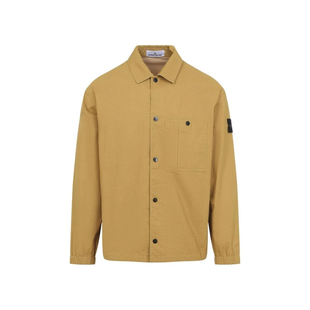 Shop Stone Island Logo Patch Press-Stud Jacket on Sale at BeyondStyle ...