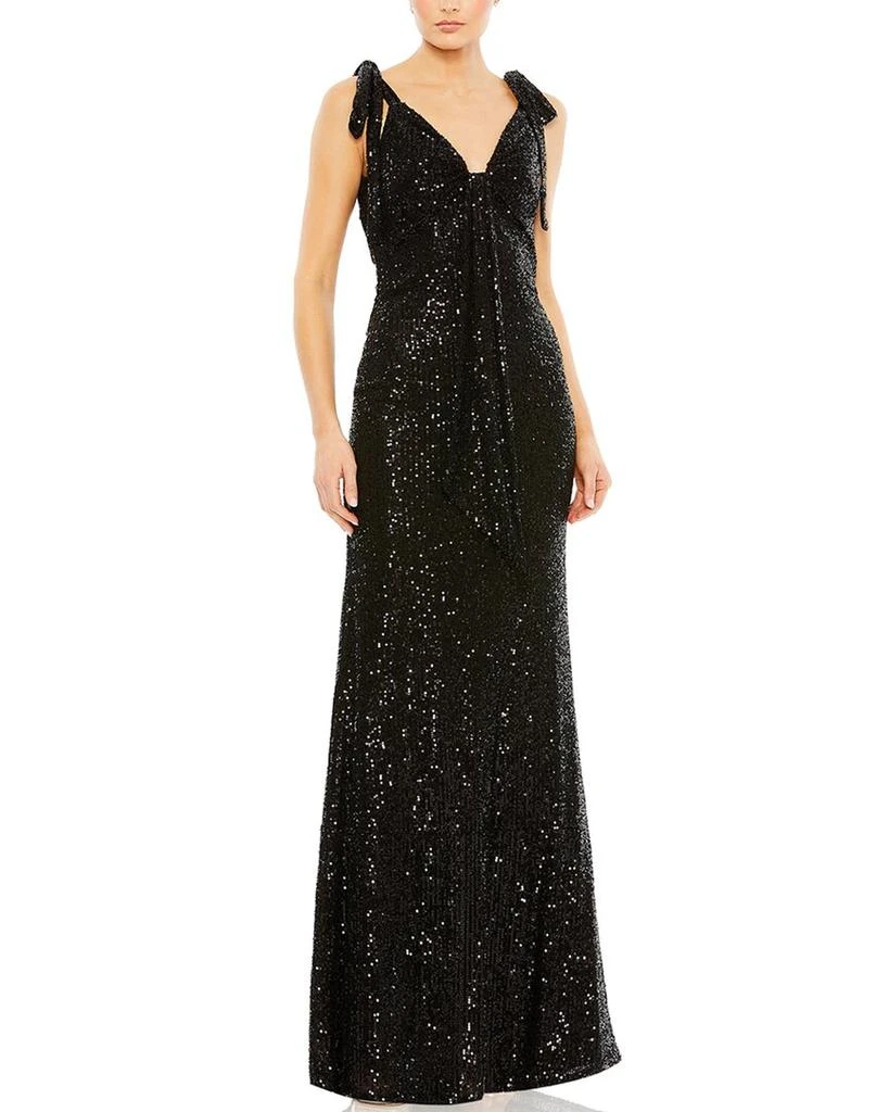 Mac Duggal Sequined Low Back Bow Shoulder Gown - Dresses & Skirts ...
