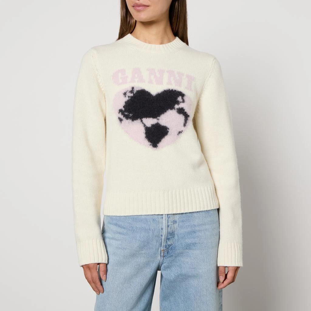 Ganni Ganni Logo Graphic Intarsia-Knit Jumper - BeyondStyle