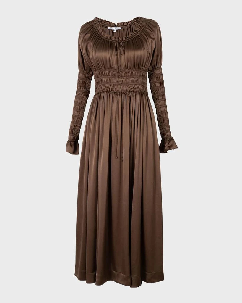 Secret Mission Annalise Silk Juliette-Sleeve Victorian Maxi Dress ...