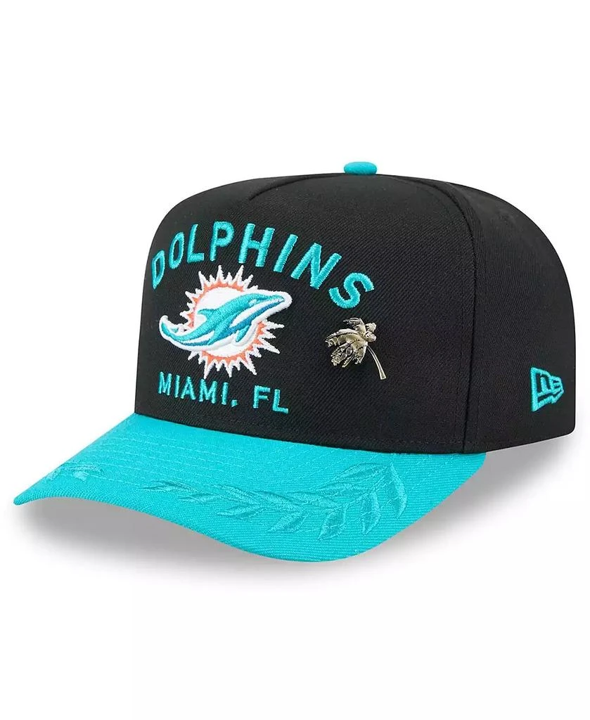 New Era Men's Black/Aqua Miami Dolphins 2025 NFL Draft On Stage A-Frame 59FIFTY Fitted Hat ...