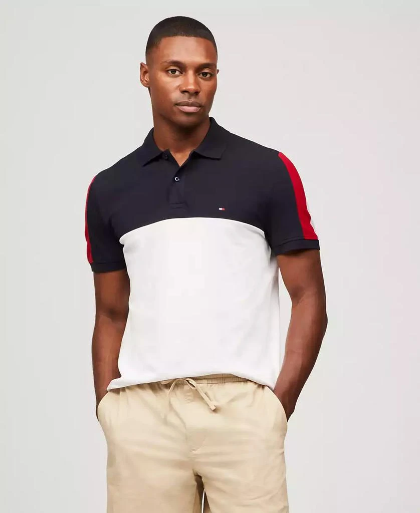 Tommy Hilfiger Men's Regular-Fit Colorblocked Polo Shirt - Polo Shirts ...