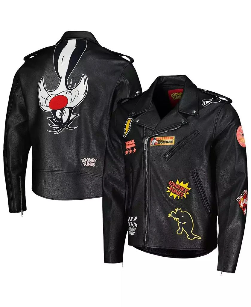 Freeze Max Men's Sylvester Black Looney Tunes Graphic Biker Full-Zip ...