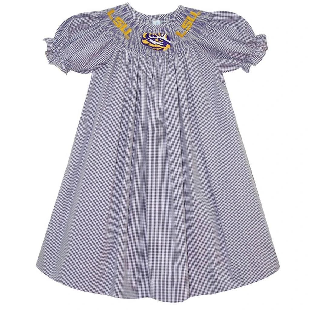Vive La Fete Girls' Lsu Collegiate Hand Smocked Dress In Purple - Kid's ...