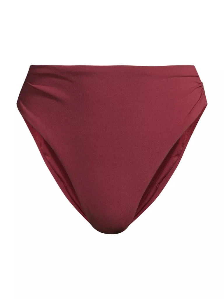 Robin Piccone Aubrey High-Waisted Ruched Bikini Bottom - Sneakers ...
