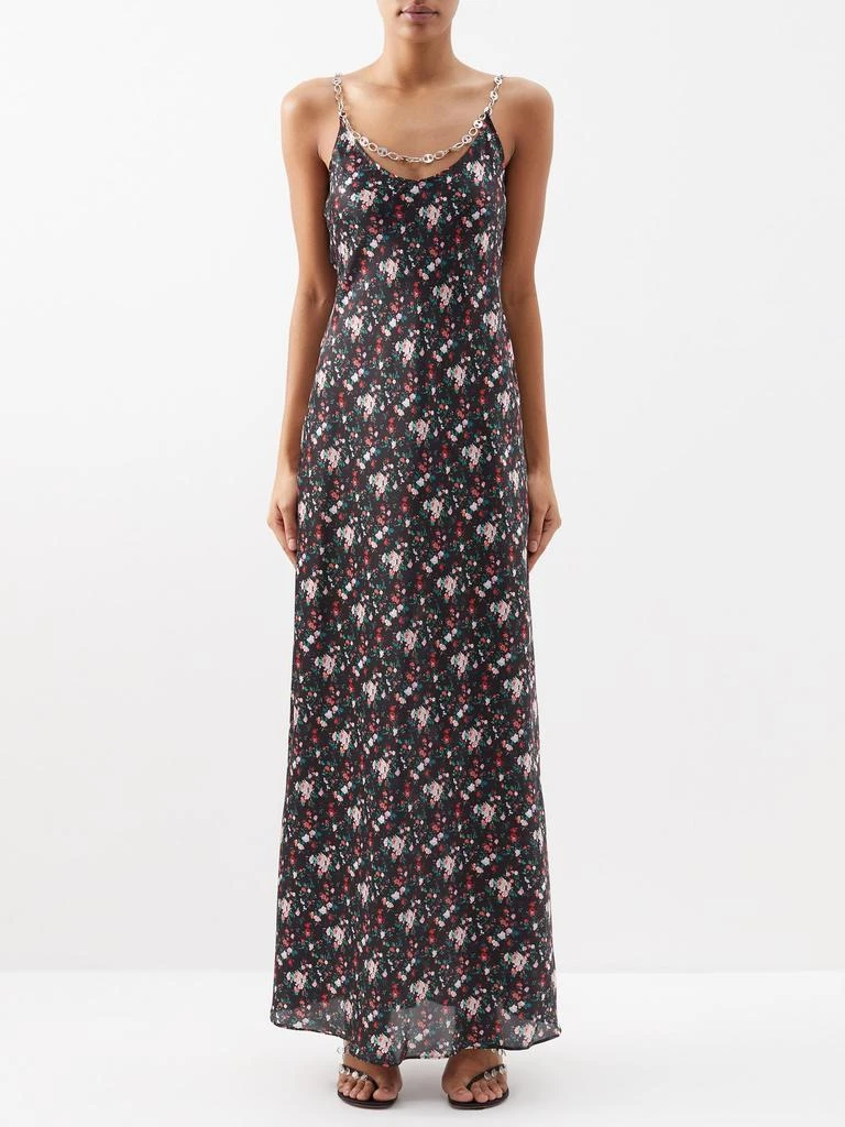 Paco Rabanne Rose-print satin midi dress - Dresses & Skirts - BeyondStyle