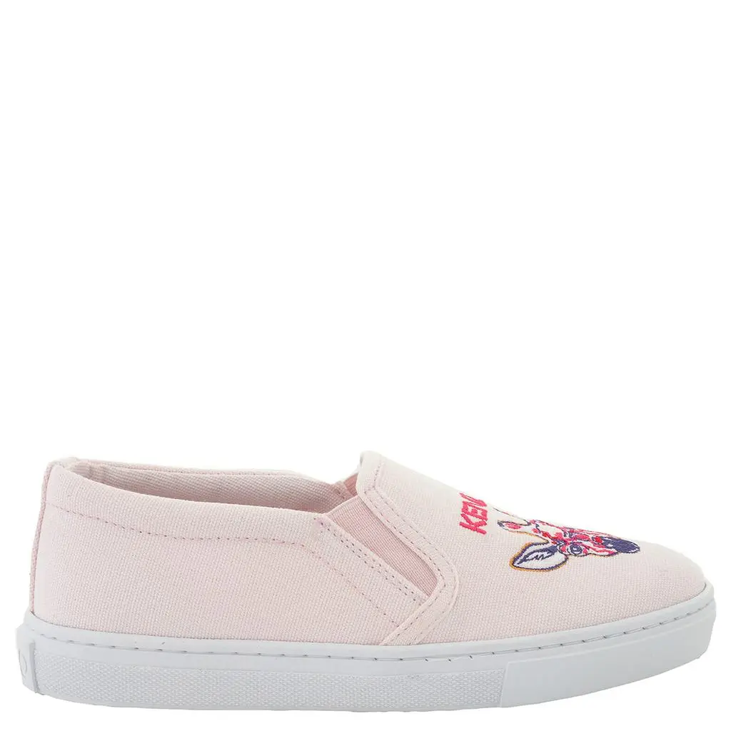 Kenzo Girls Pink Animal Logo Embroidered Slip-On Sneakers, Brand Size ...