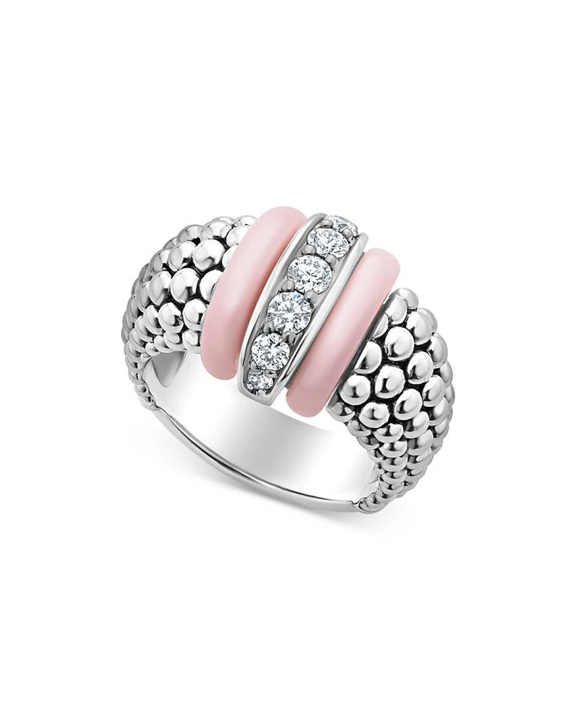 LAGOS Sterling Silver Pink Caviar Diamond & Pink Ceramic Bead Statement ...