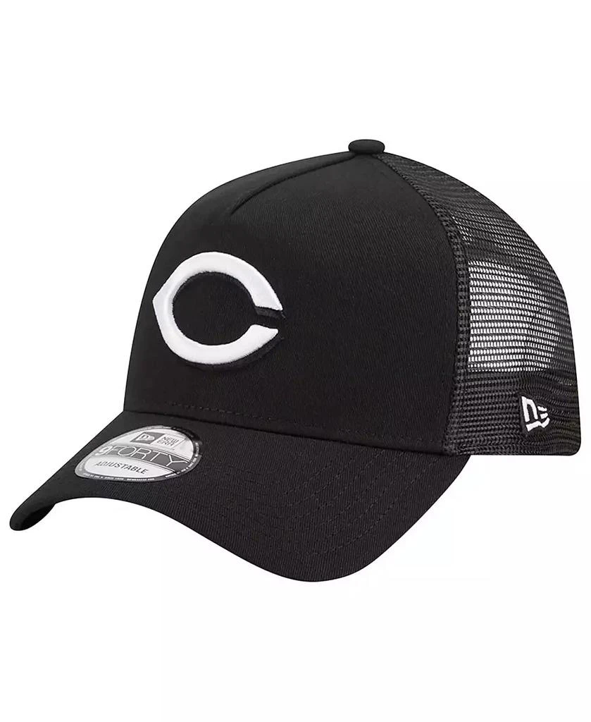 New Era Men's Black Cincinnati Reds A-Frame 9FORTY Trucker Adjustable ...