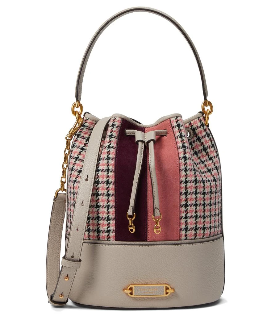 Kate Spade Gramercy Racing Stripe Plaid Twill Fabric Medium Bucket Bag ...
