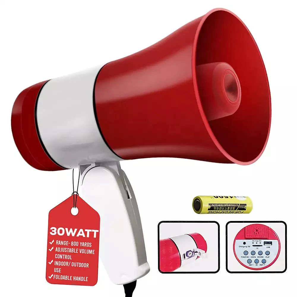 5 Core Megaphone Bullhorn Speaker 30W Mini Bull Horn Rechargeable Cheer ...