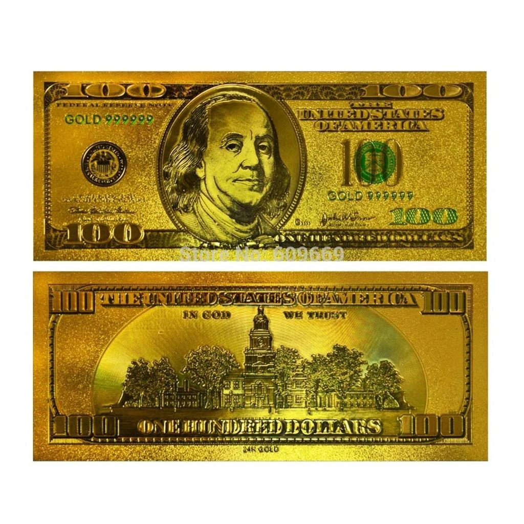 Blinkee 24K Gold Plated 100 Dollar Bill Replica Paper Money Currency ...