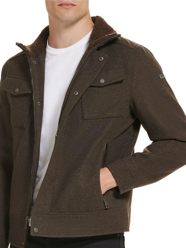 Kenneth Cole Faux Shearling Wool Blend Trucker Jacket - Jackets - Free ...
