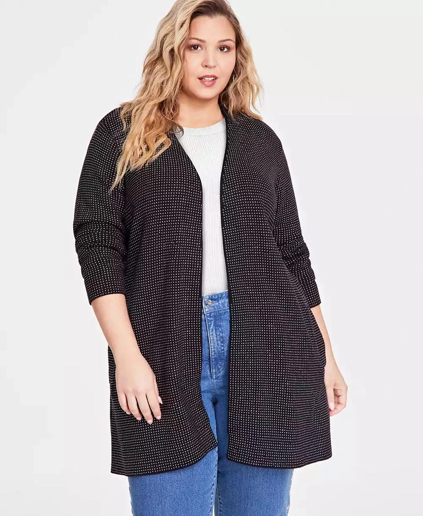INC International Plus Size Studded Long Open-Front Cardigan, Created ...