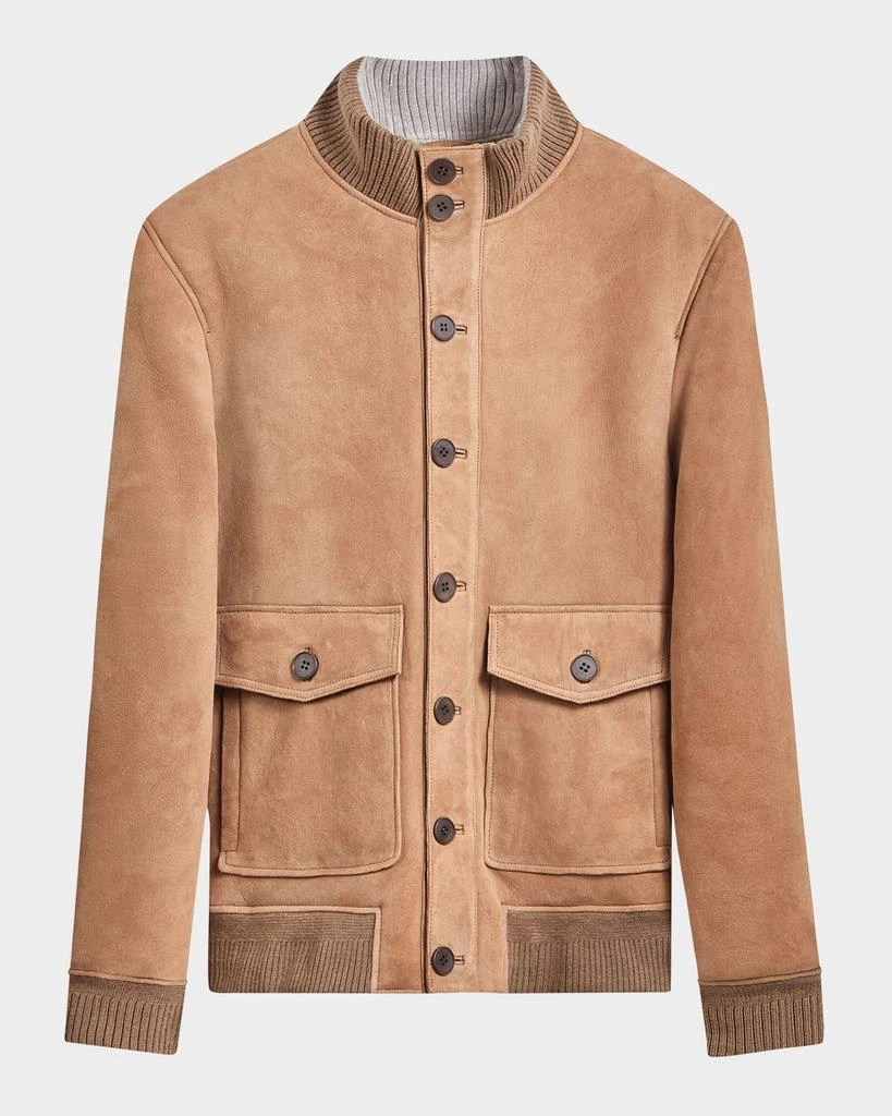 Bugatchi Men's Full-Button Shearling Jacket - Jackets - Free Shipping ...