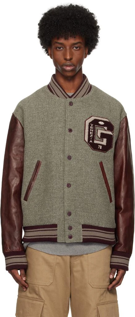 Golden Goose Gray & Burgundy Melange Wool Bomber Jacket - Jackets ...