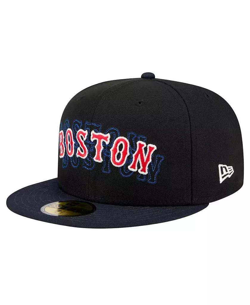 New Era Men's Black Boston Red Sox Shadow Stitch 59FIFTY Fitted Hat ...