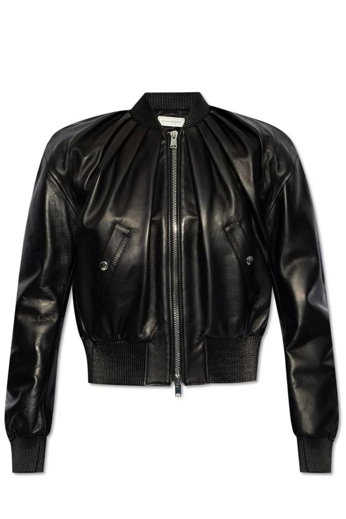 Shop Alexander McQueen Zipped Leather Bomber Jacket on Sale at BeyondStyle – Get 59% Off ...