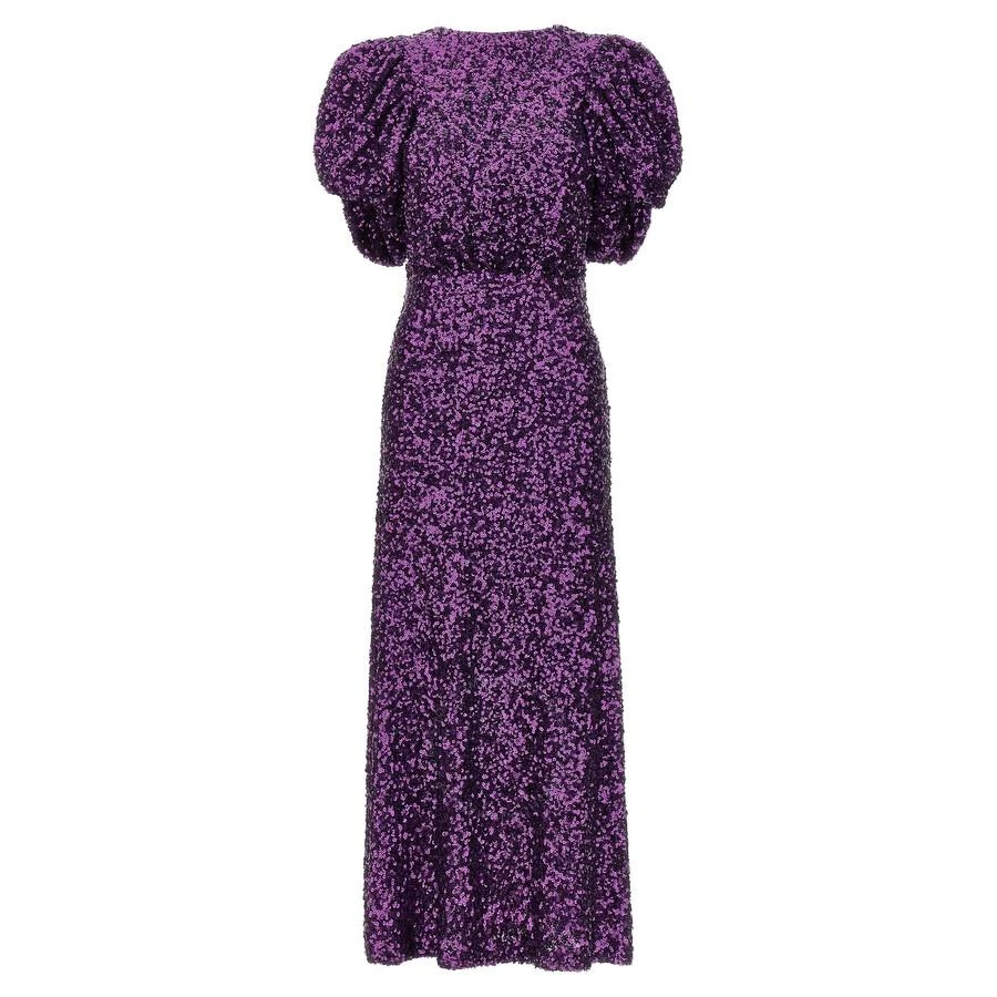 ROTATE Birger Christensen Ladies Purple Magic Sequins Puff Sleeve Dress ...