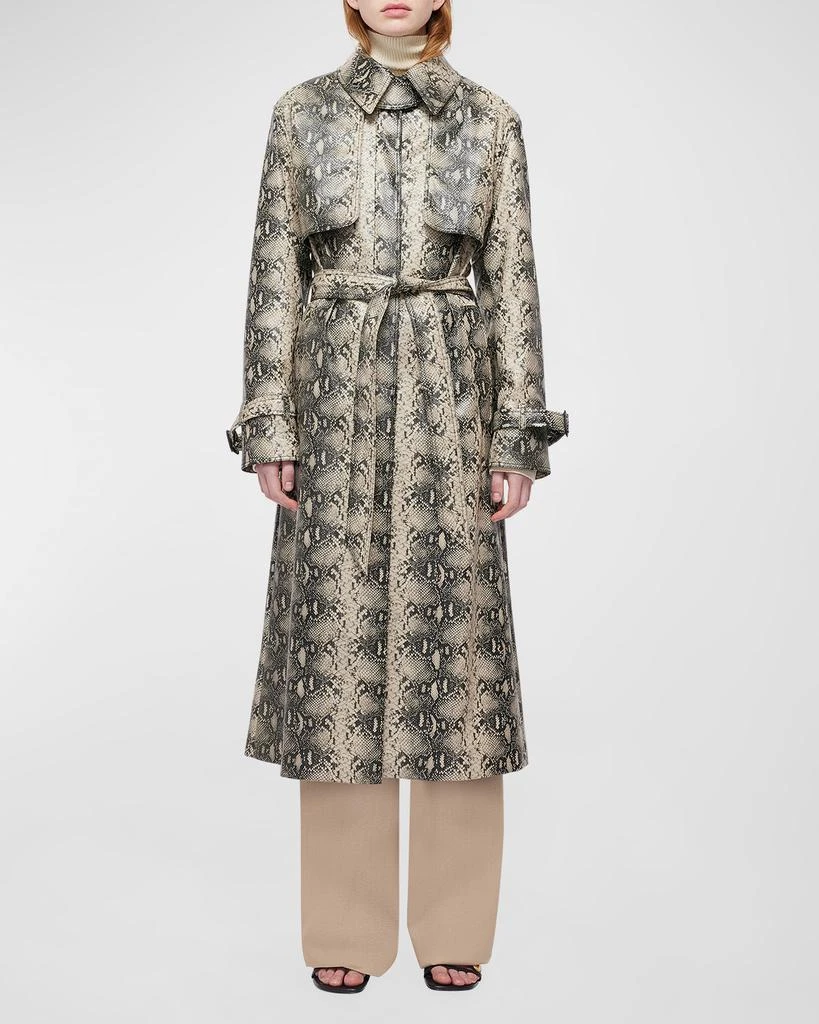 SIMKHAI Loretta Snake-Print Vegan Leather Trench Coat - Coats - Free ...