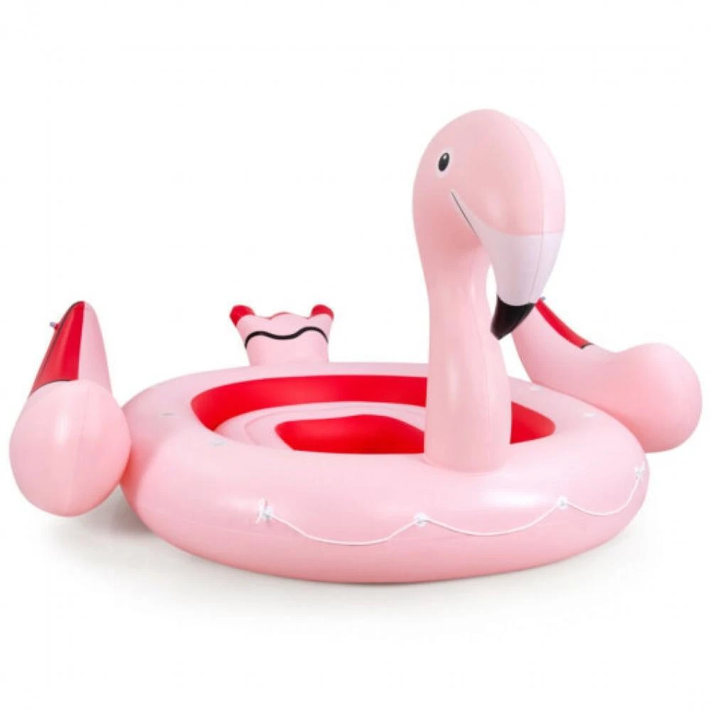 Hivvago 6 People Inflatable Flamingo Floating Island with 6 Cup Holders ...