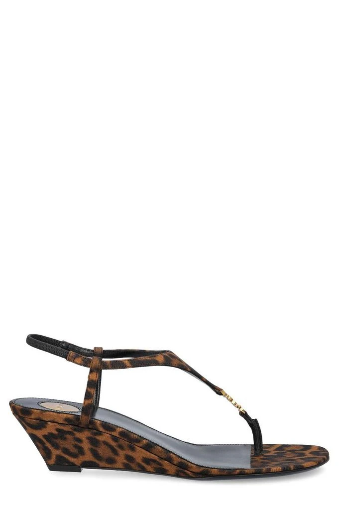 Shop Saint Laurent Cassandra Leopard Wedge Sandals on Sale at ...
