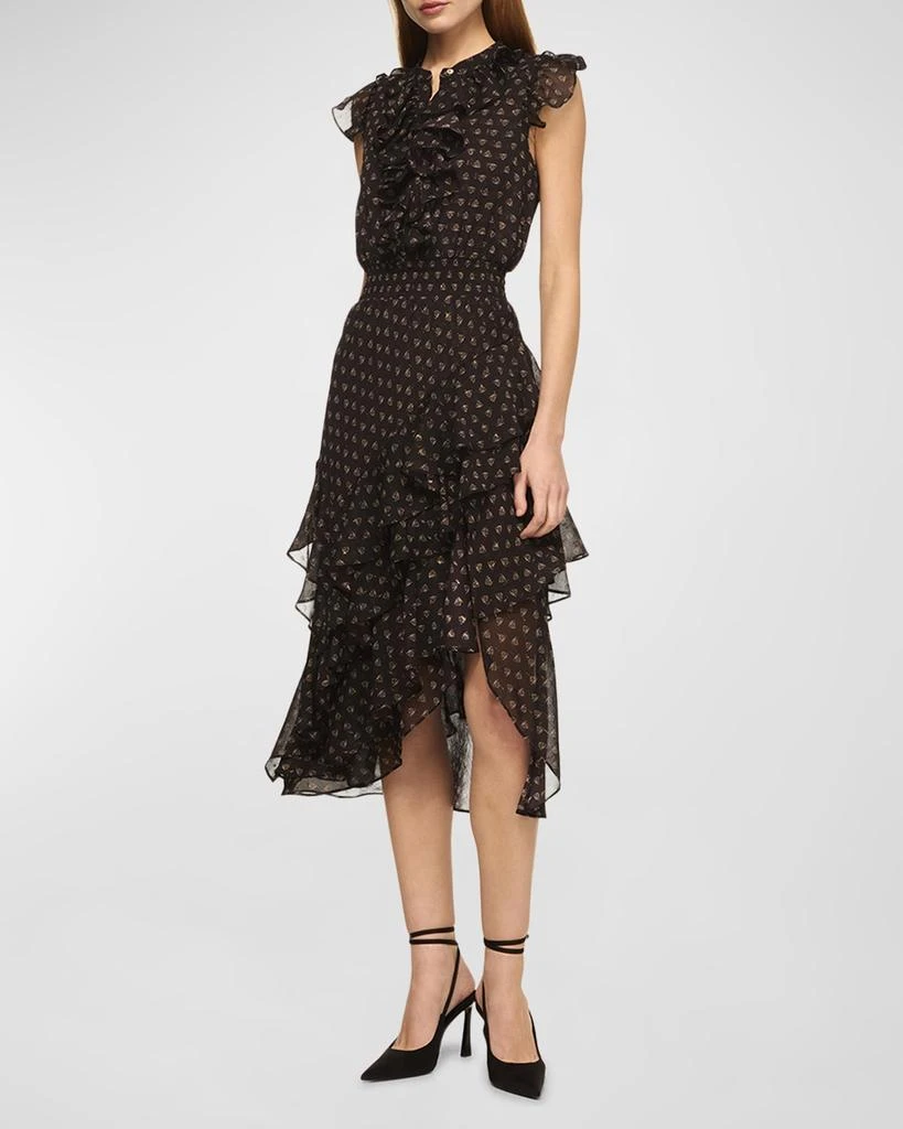 MISA Los Angeles Ilysa Asymmetric Ruffle Chiffon Midi Dress - Dresses ...
