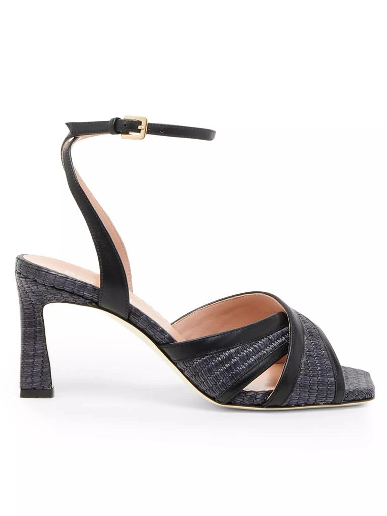 POLLINI Crossover 75MM Raffia & Leather Sandals - Shoes - Free Shipping ...