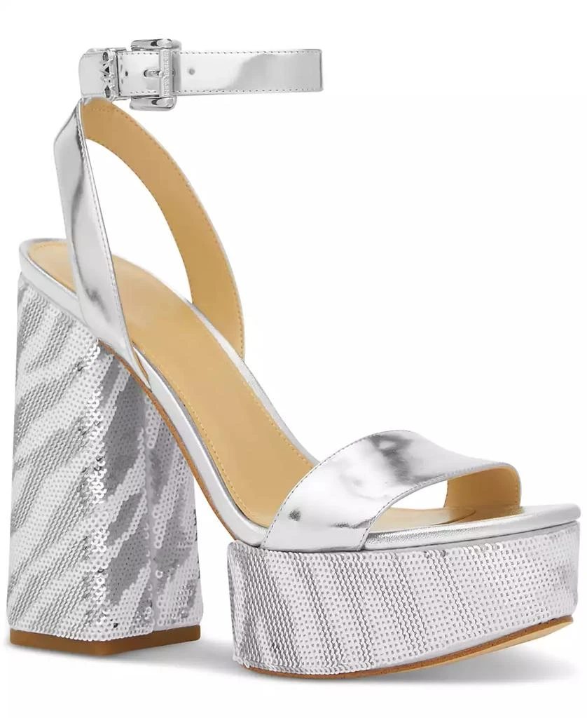 Michael Kors Women's Ashton Zebra Sequin High Heel Platform Sandals ...
