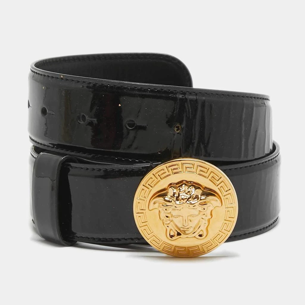 Versace Versace Black Patent Leather Medusa Head Buckle Belt 85CM ...